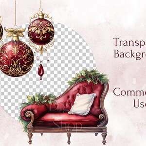 Victorian Burgundy Christmas Clipart Christmas Digital Clipart Bundle ...