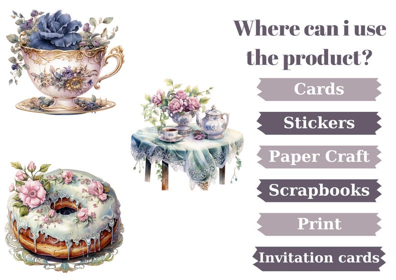 Watercolor Victorian Tea Party Clipart Bundle Old Time Graphics ...