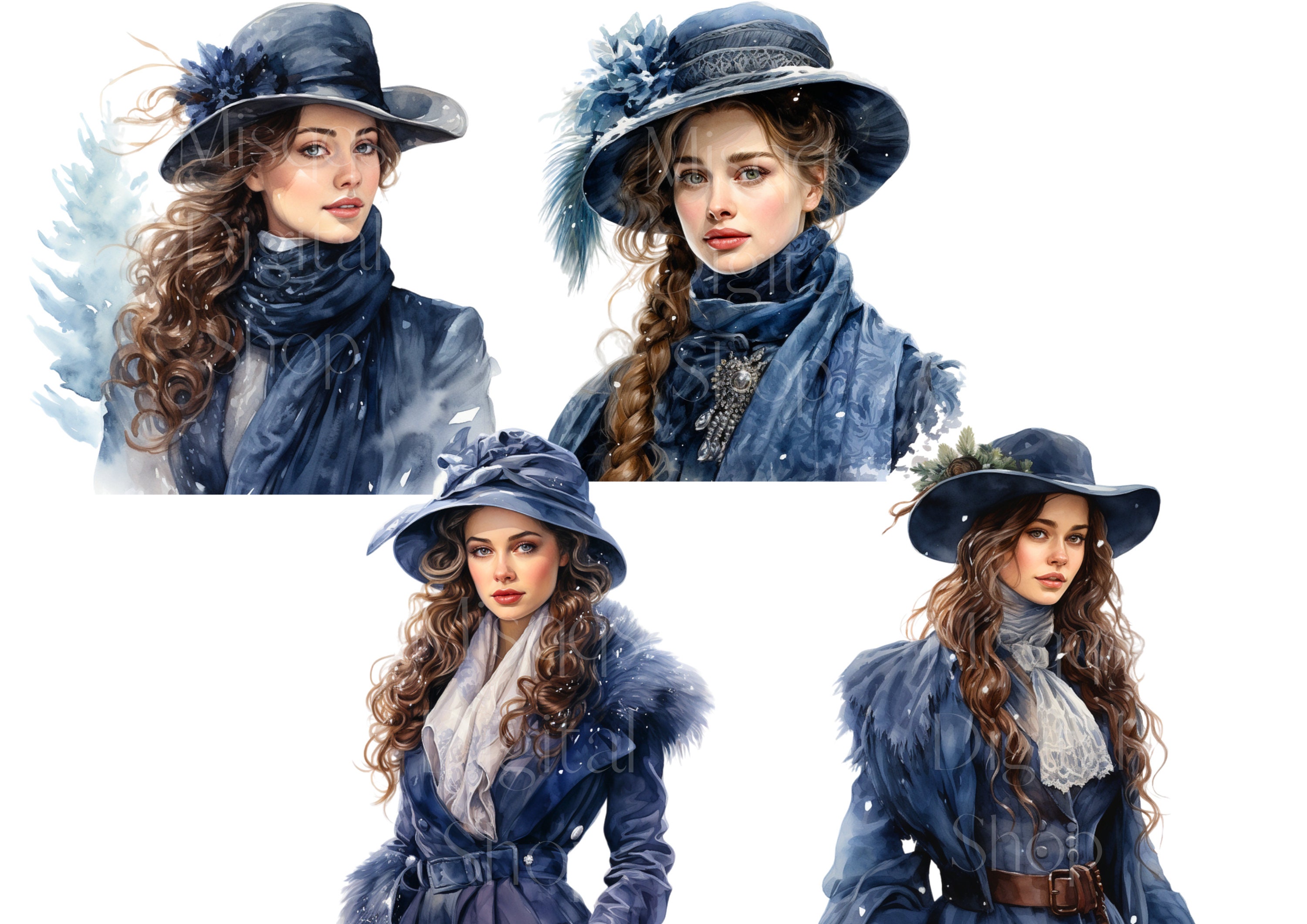Winter Victorian Ladies Fashion Clipart Bundle Victorian Aesthetic ...