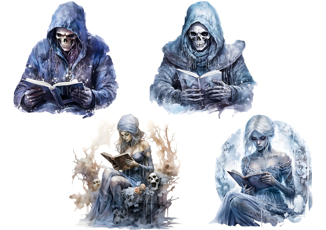 Winter Gothic Library Clipart Bundle Fantasy Artwork Bookworm Gothic ...