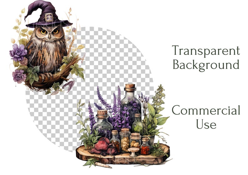 Watercolor Witch Clipart Bundle: 71 PNG Graphics for Scrapbooking ...