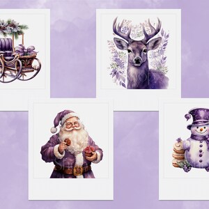 Watercolor Purple Christmas Clipart Bundle: Holiday Graphics (digital ...
