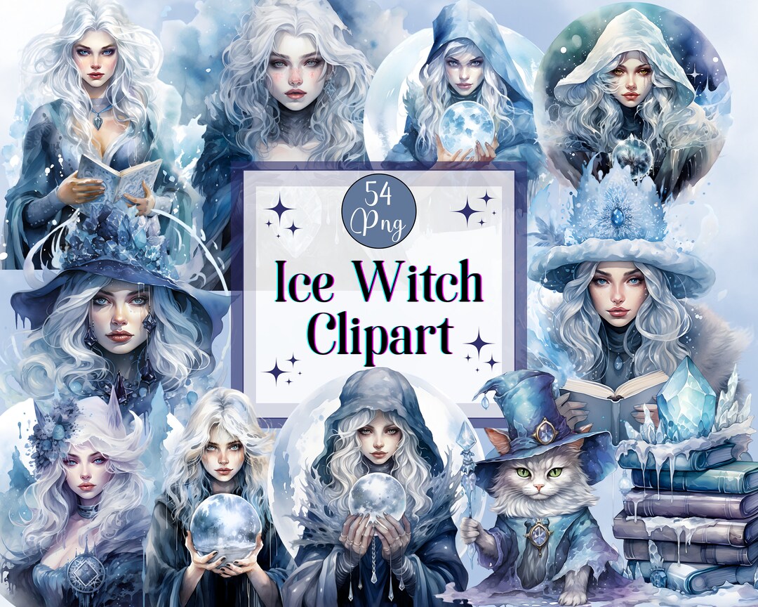 Watercolor Ice Witch Clipart: 54 PNG Stickers (digital Download) - Etsy UK