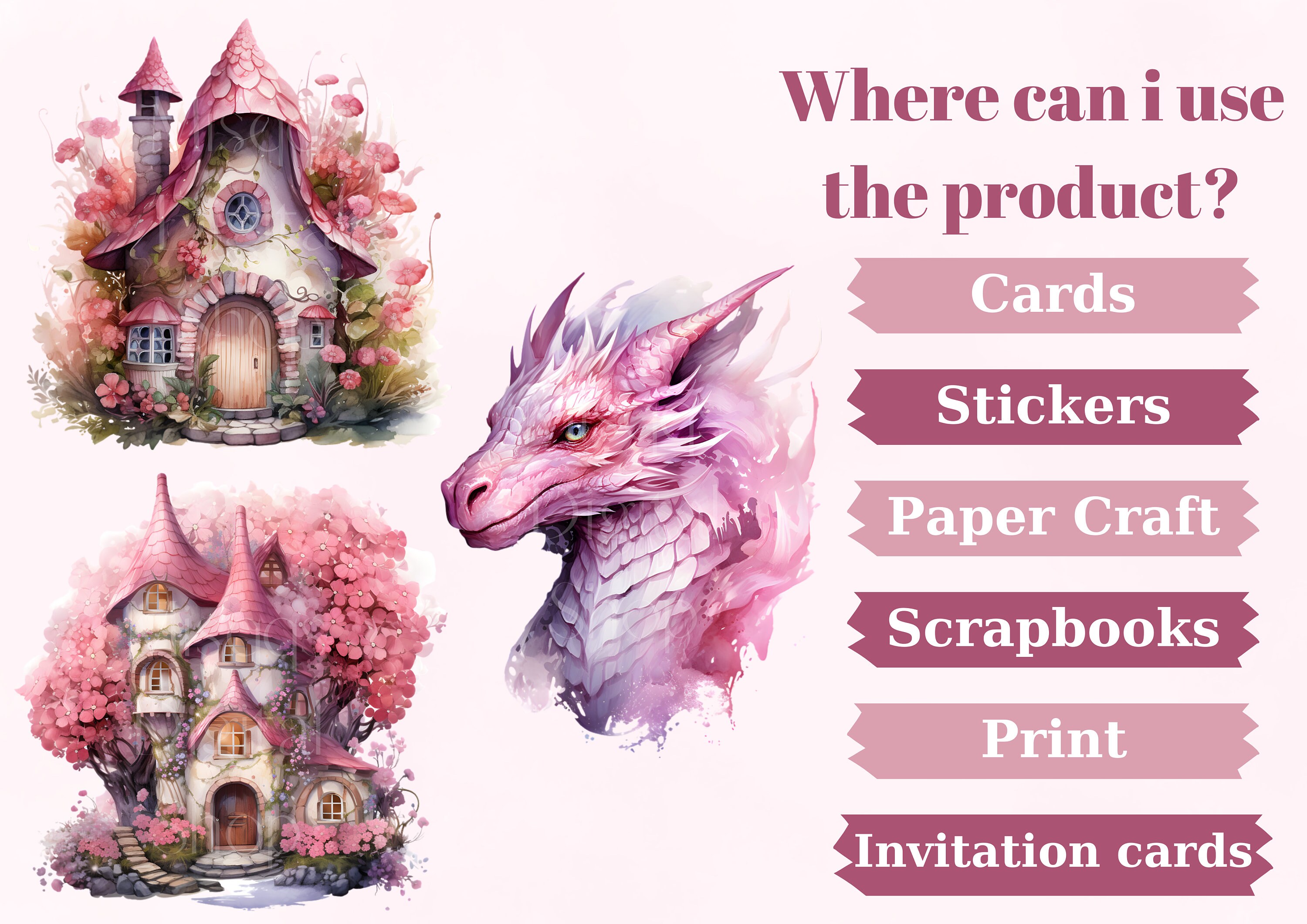 Pink Fairy Watercolor Clipart Bundle: Fantasy Art (digital Download) - Etsy