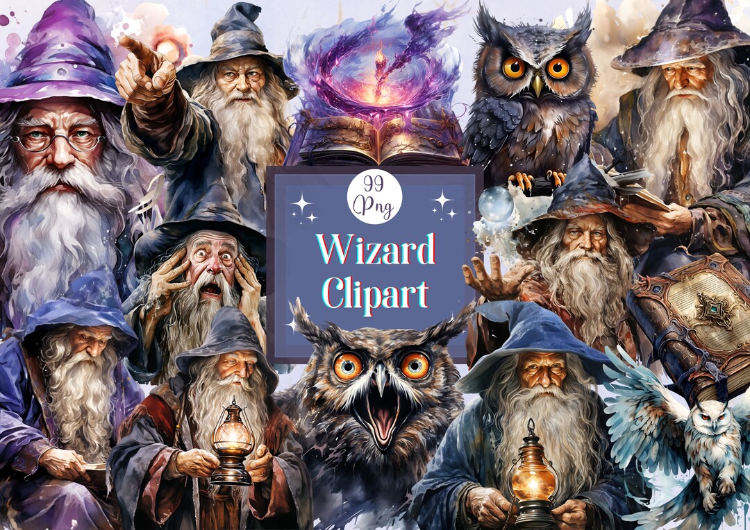 Wizardry Mystical Clipart Bundle Wizard Clipart Scrapbook Digital ...
