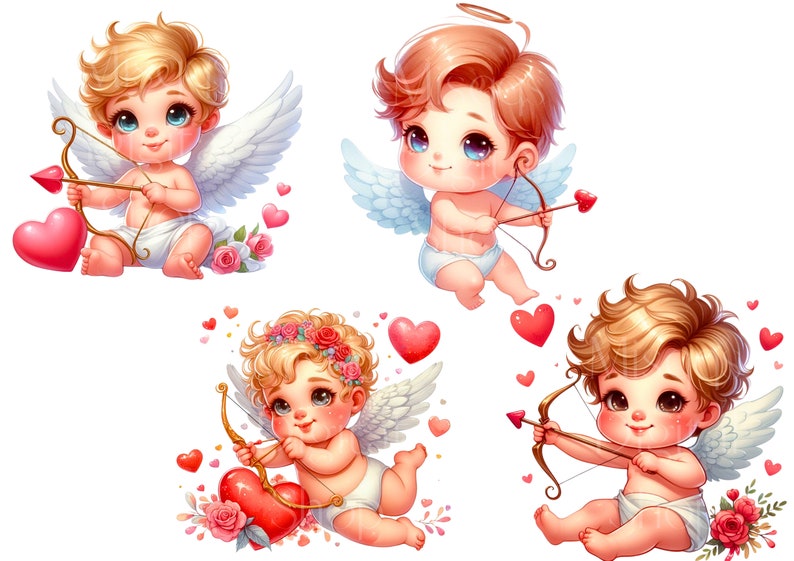 Baby Cupid Clipart Saint Valentine Angel Clipart Bundle Goddesses Art ...