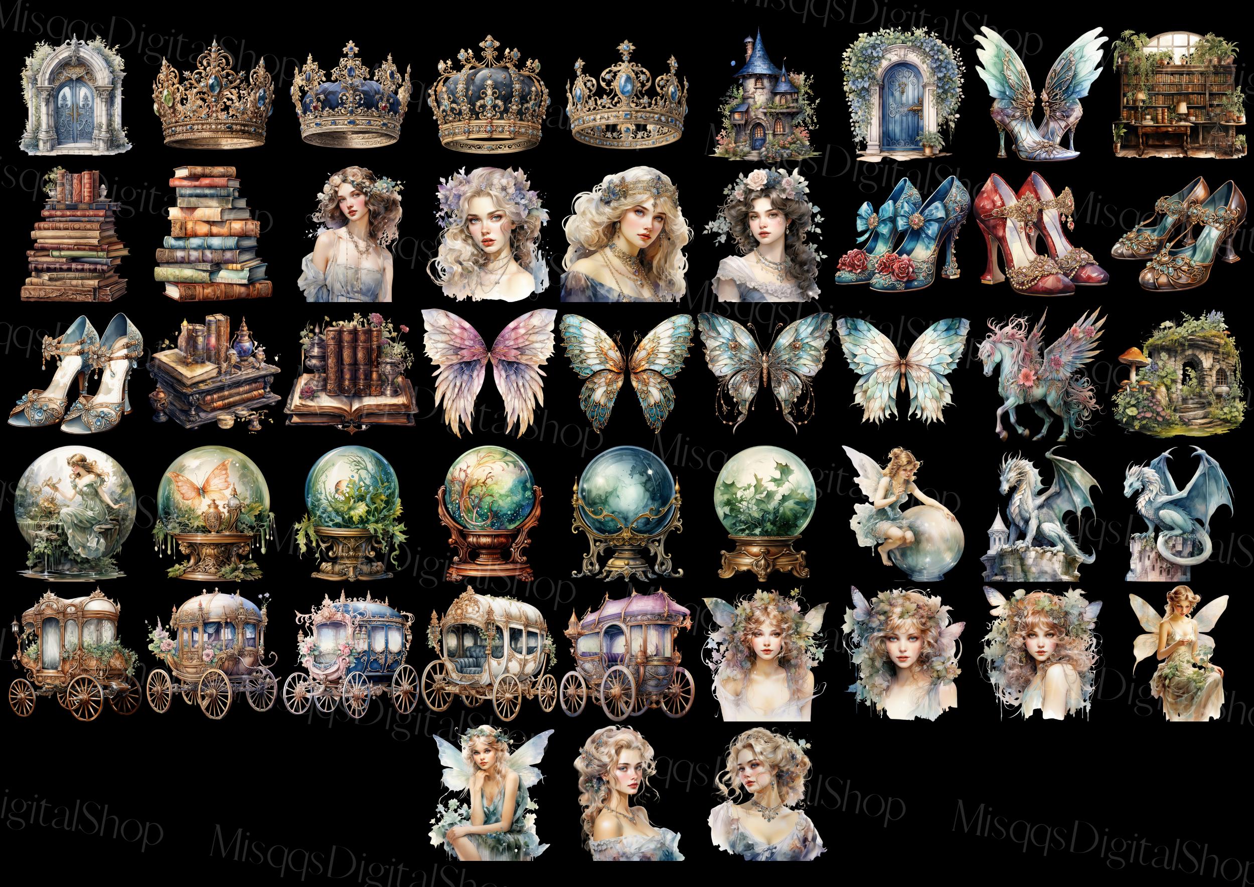 Watercolor Antique Fairy Clipart Bundle Antique Fantasy Fairy Png ...
