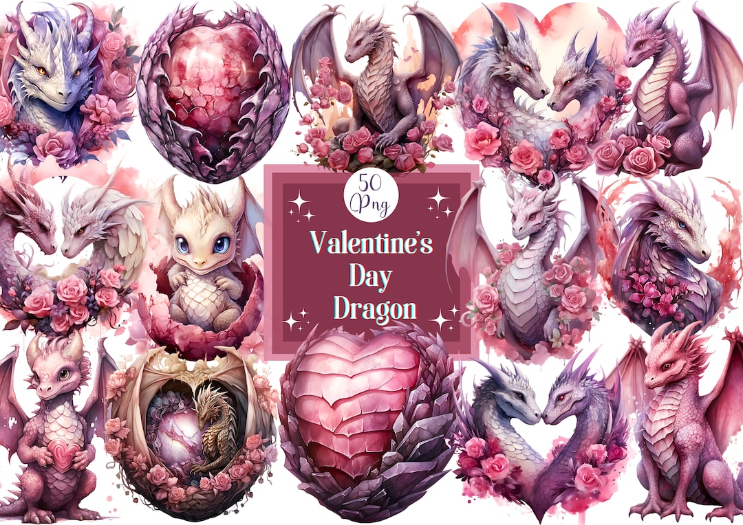 Love Dragon Clipart Valentines Day Dragon Egg Fantasy Art Valentines ...