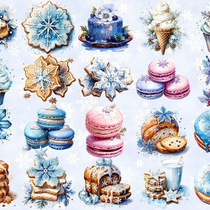 Winter Bakery Shop Watercolor Clipart Bundle Baking Clipart Bakery ...