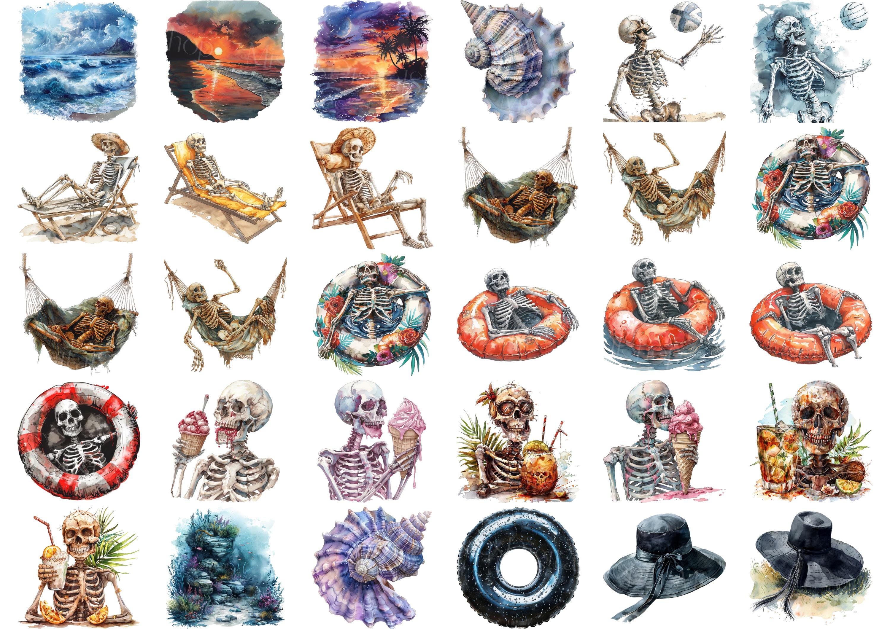 Watercolor Gothic Summer Clipart Bundle: Creepy Beach PNG (80 Files) - Etsy