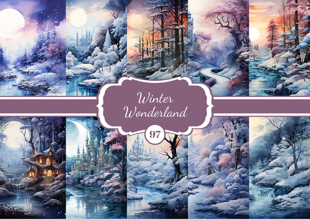 Winter Wonderland Paper Craft Paper Winter Landscape Watercolor Paper ...