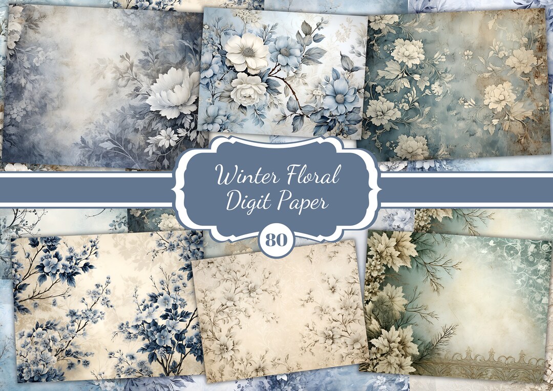 Winter Floral Paper Craft Paper Crafts Digital Paper Winter Background ...