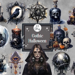 Gothic Halloween Clipart: Witchcraft PNG Bundle (digital Download) - Etsy