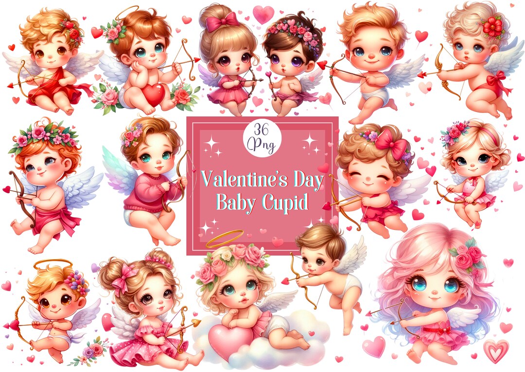 Baby Cupid Clipart Saint Valentine Angel Clipart Bundle Goddesses Art ...