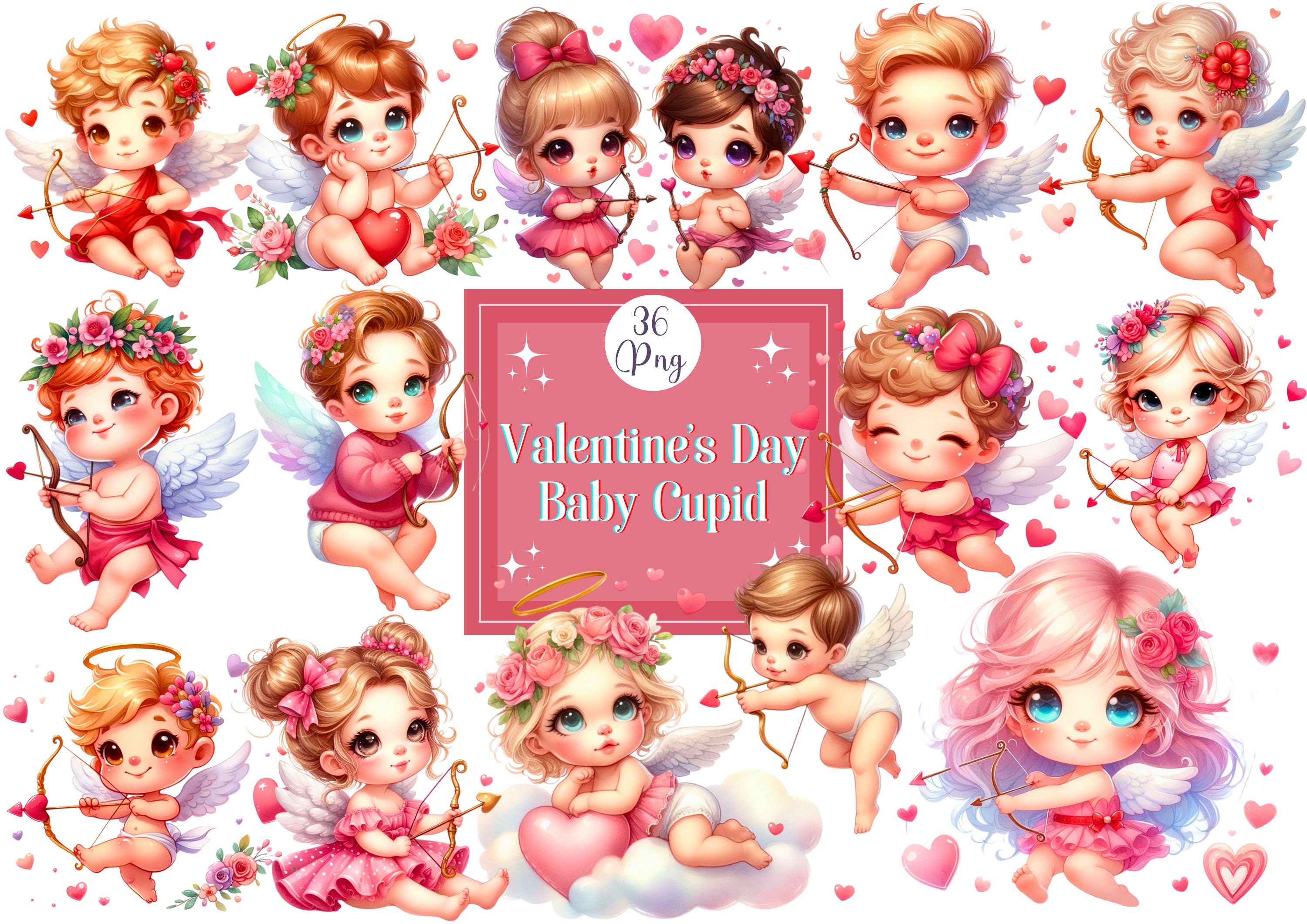 Baby Cupid Clipart Saint Valentine Angel Clipart Bundle Goddesses Art ...