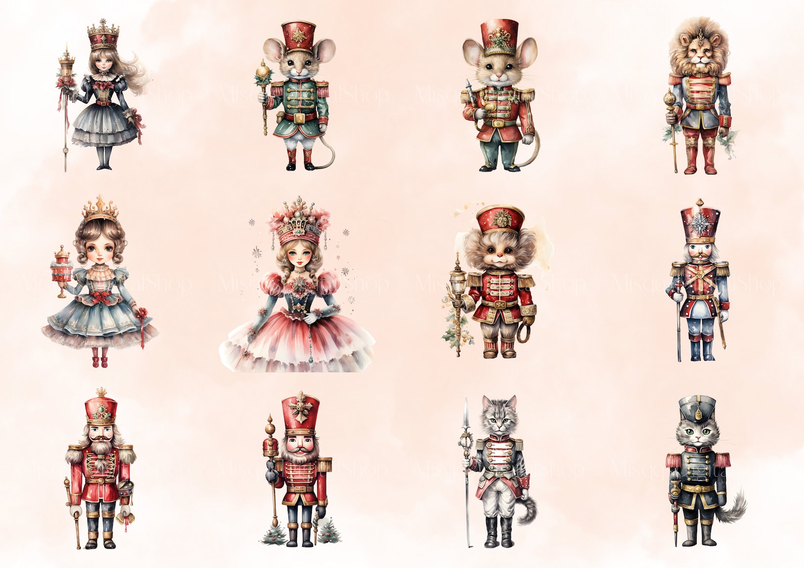 Nutcracker Watercolor Clipart Bundle for Scrapbook Digital Planner ...