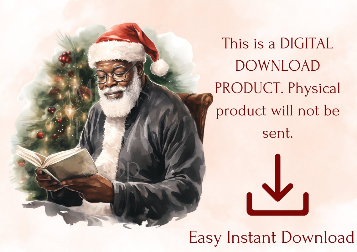 Merry Christmas Bookworm Black People Christmas Digital Clipart Bundle ...