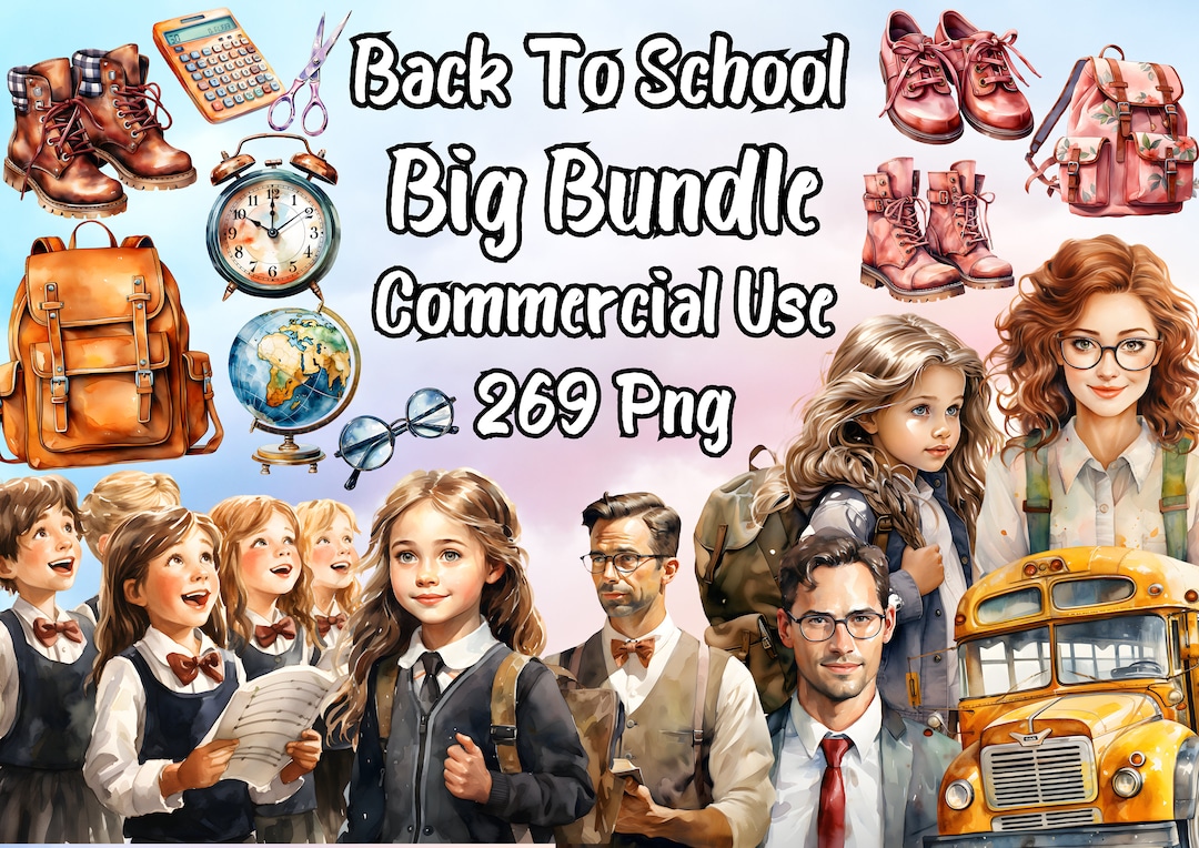 Watercolor Back to School Clipart for Scrapbook , Middle School Teacher ...