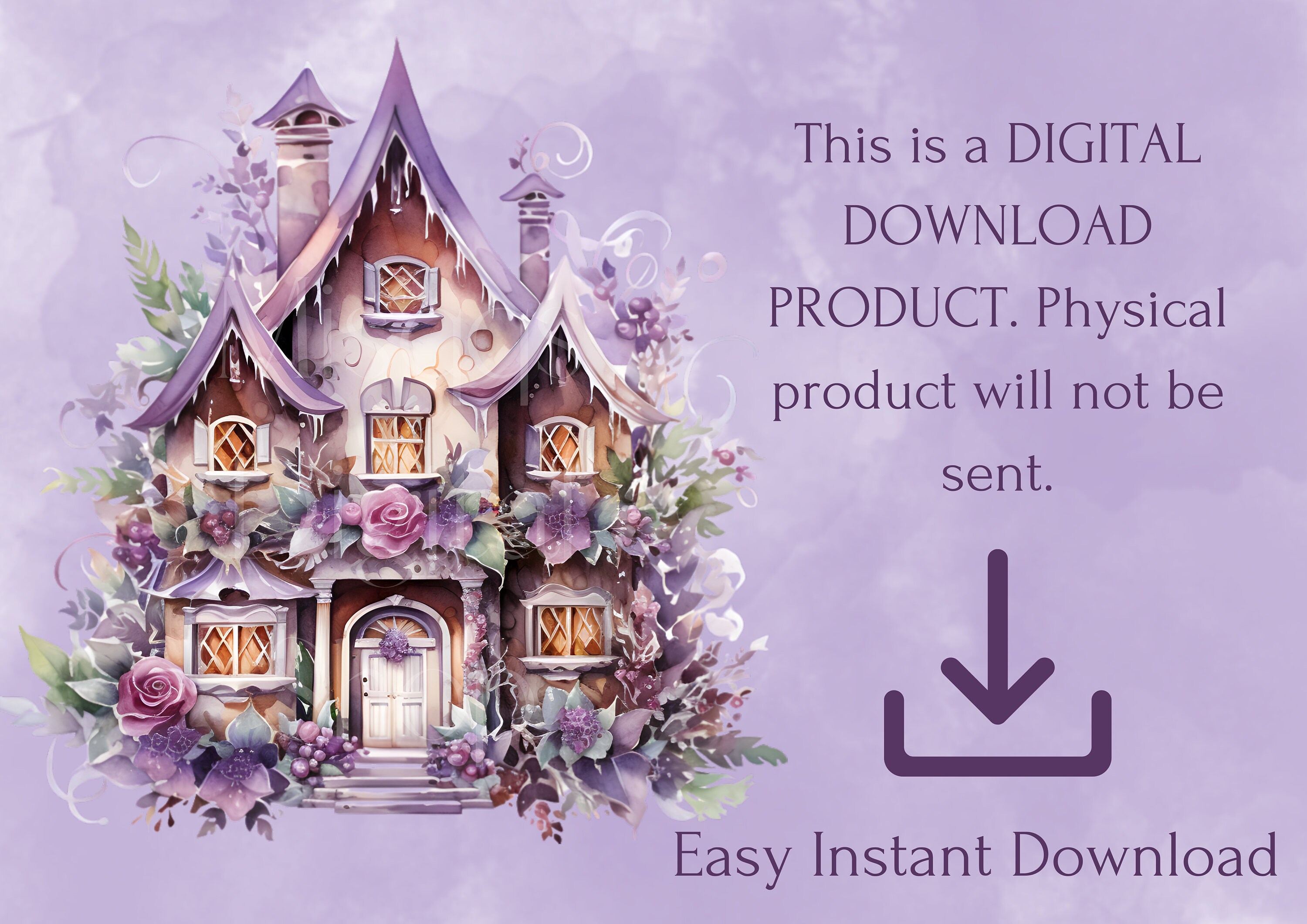 Watercolor Purple Christmas Clipart Bundle: Holiday Graphics (digital ...