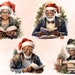 Merry Christmas Bookworm Black People Christmas Digital Clipart Bundle ...