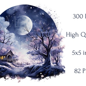 Starry Night Sky Watercolor Clipart Bundle: Dreamy PNG Stickers ...