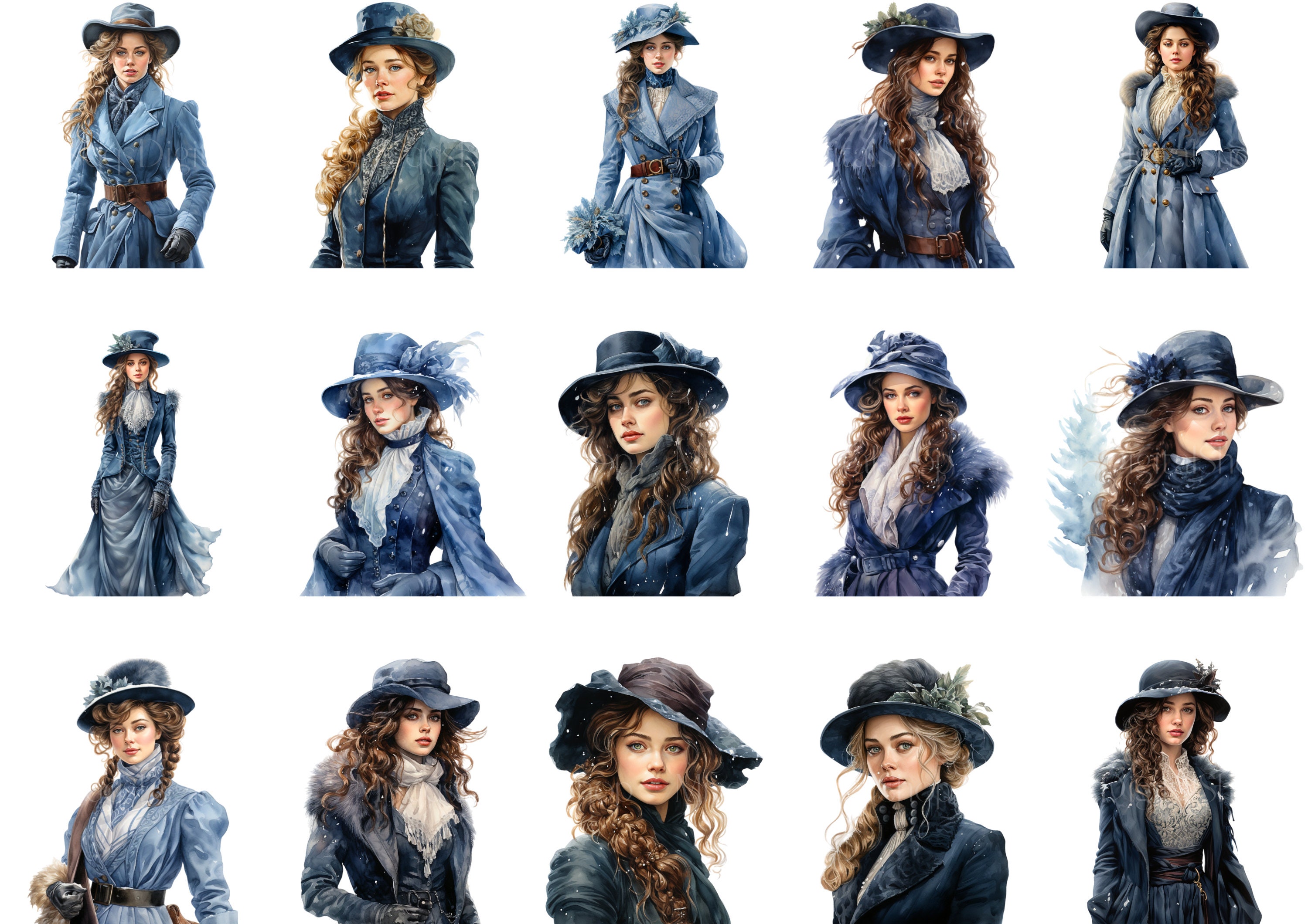 Winter Victorian Ladies Fashion Clipart Bundle Victorian Aesthetic ...