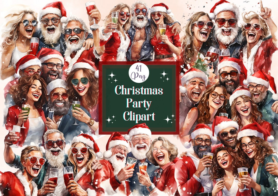 Funny Christmas Party Clipart Holiday Party Invite Christmas Digital ...