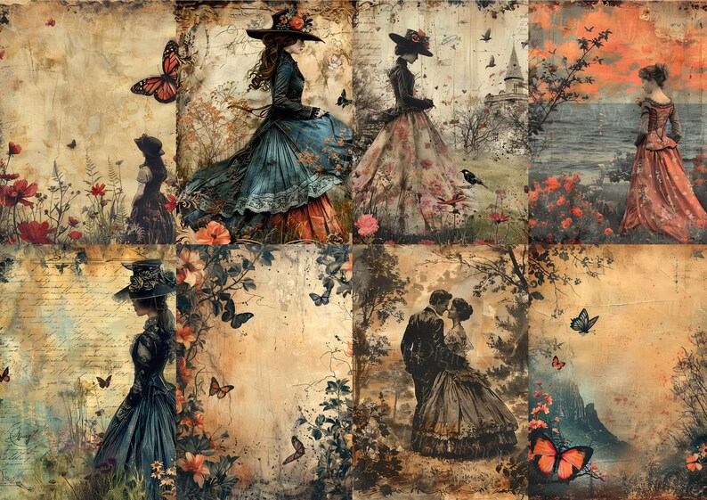 Printable Mix Victorian Decoupage Papers Floral Decorative Paper Craft ...