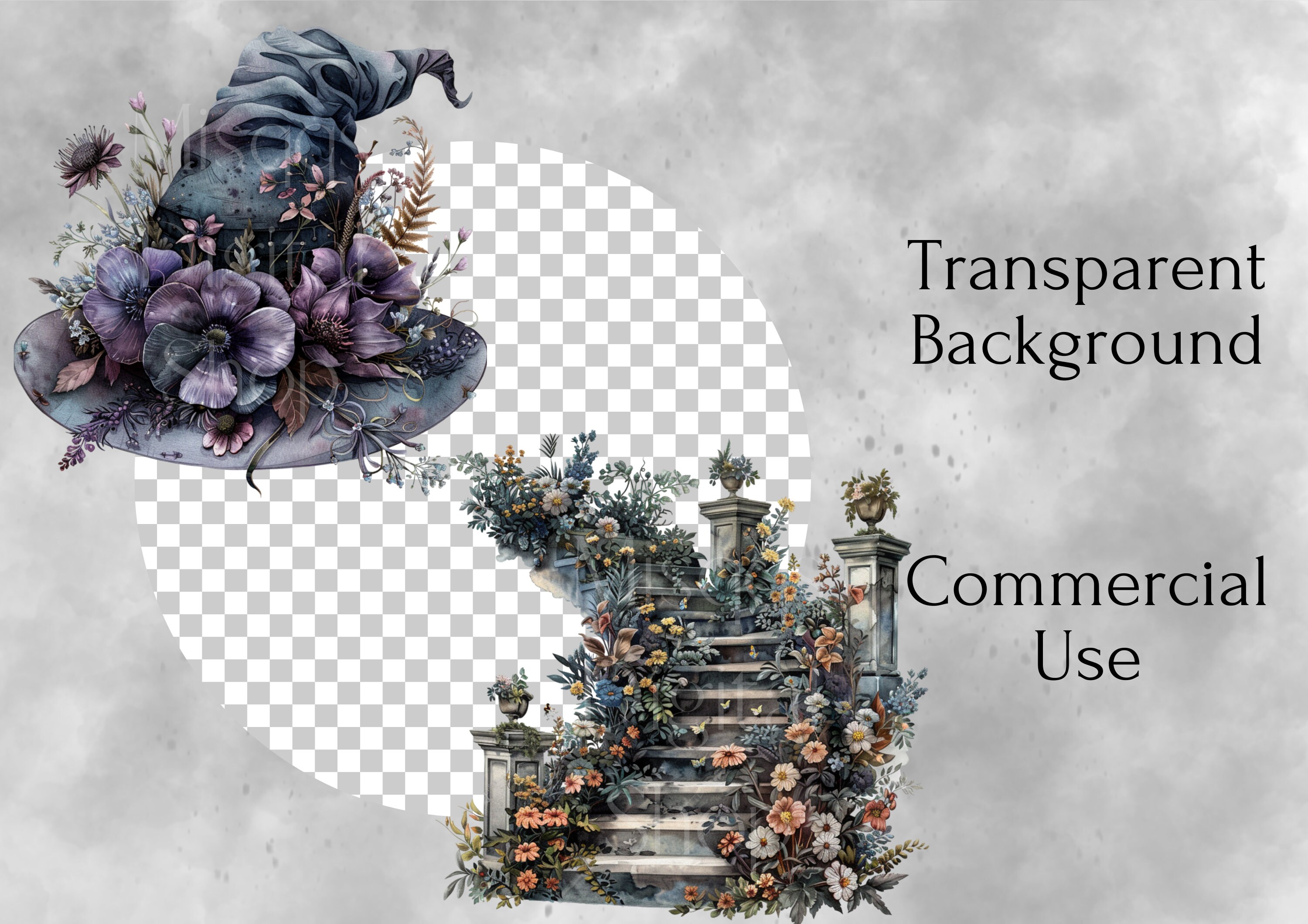 Watercolor Gothic Spring Clipart: Dark Halloween Designs (120 PNG) - Etsy