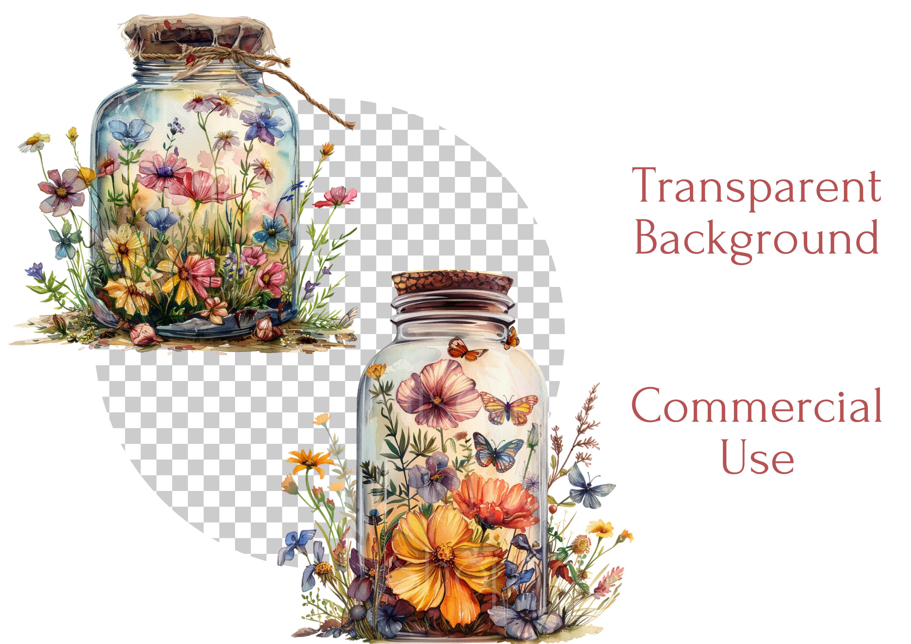 Spring Watercolor Spring Mason Jar Clipart Bundle Farm House Decor Cozy ...