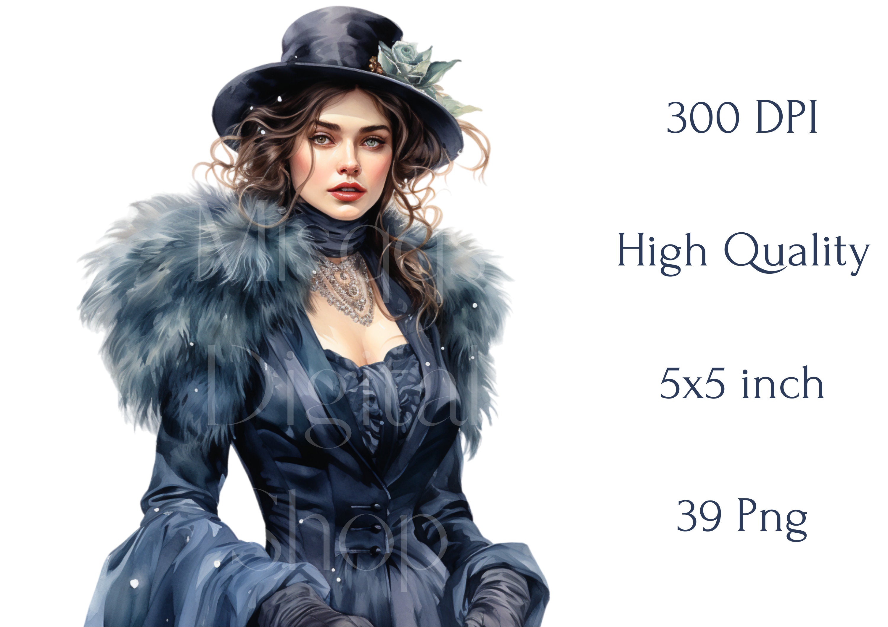 Winter Victorian Ladies Fashion Clipart Bundle Victorian Aesthetic ...