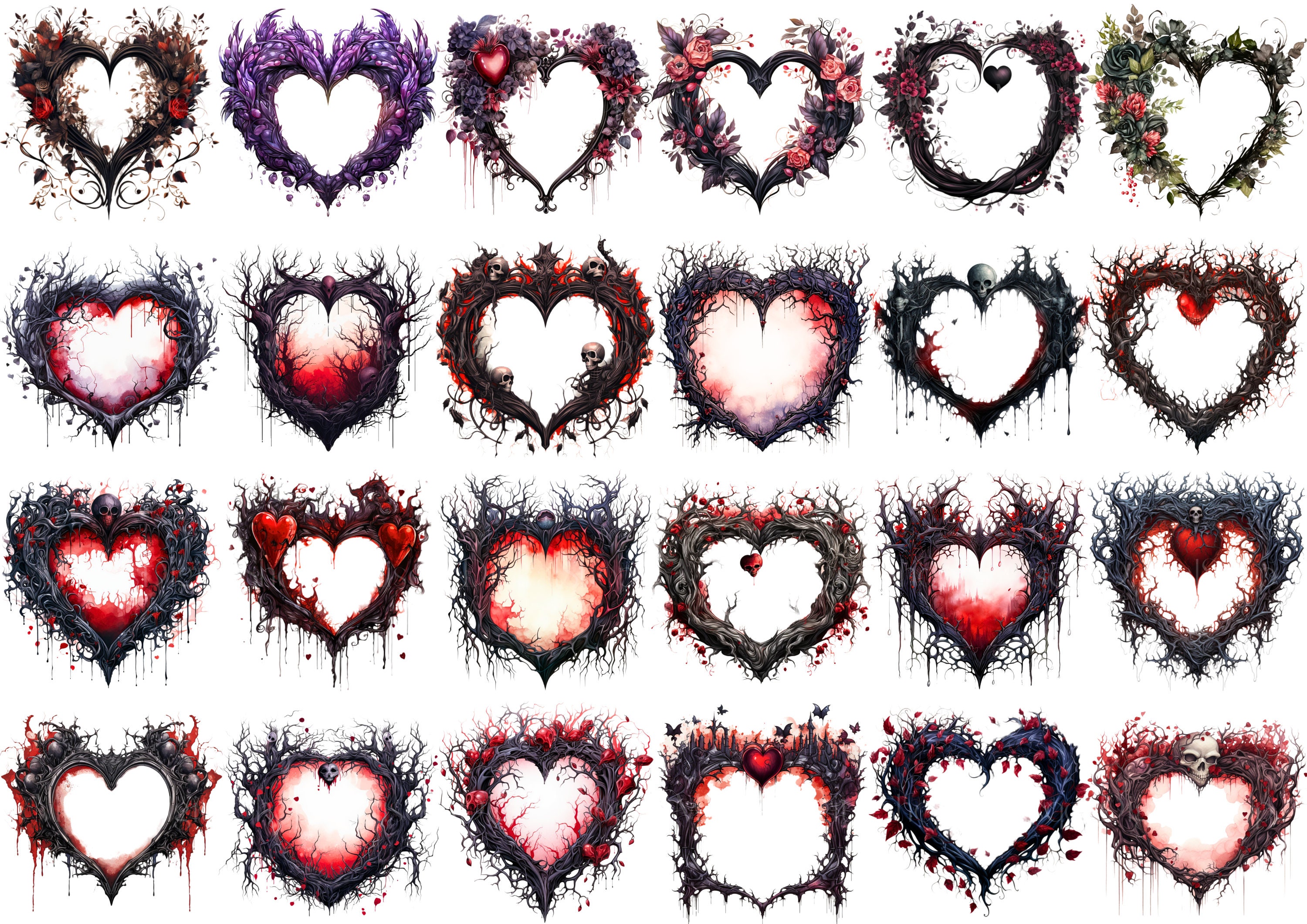 Gothic Valentines Day Frame Png Gothic Art Heart Frame Spooky Valentine ...
