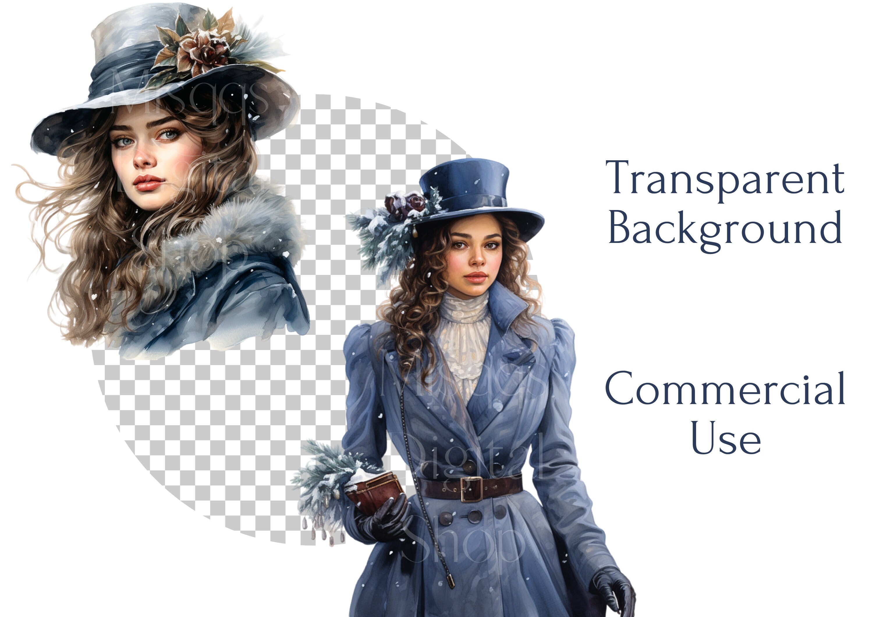 Winter Victorian Ladies Fashion Clipart Bundle Victorian Aesthetic ...