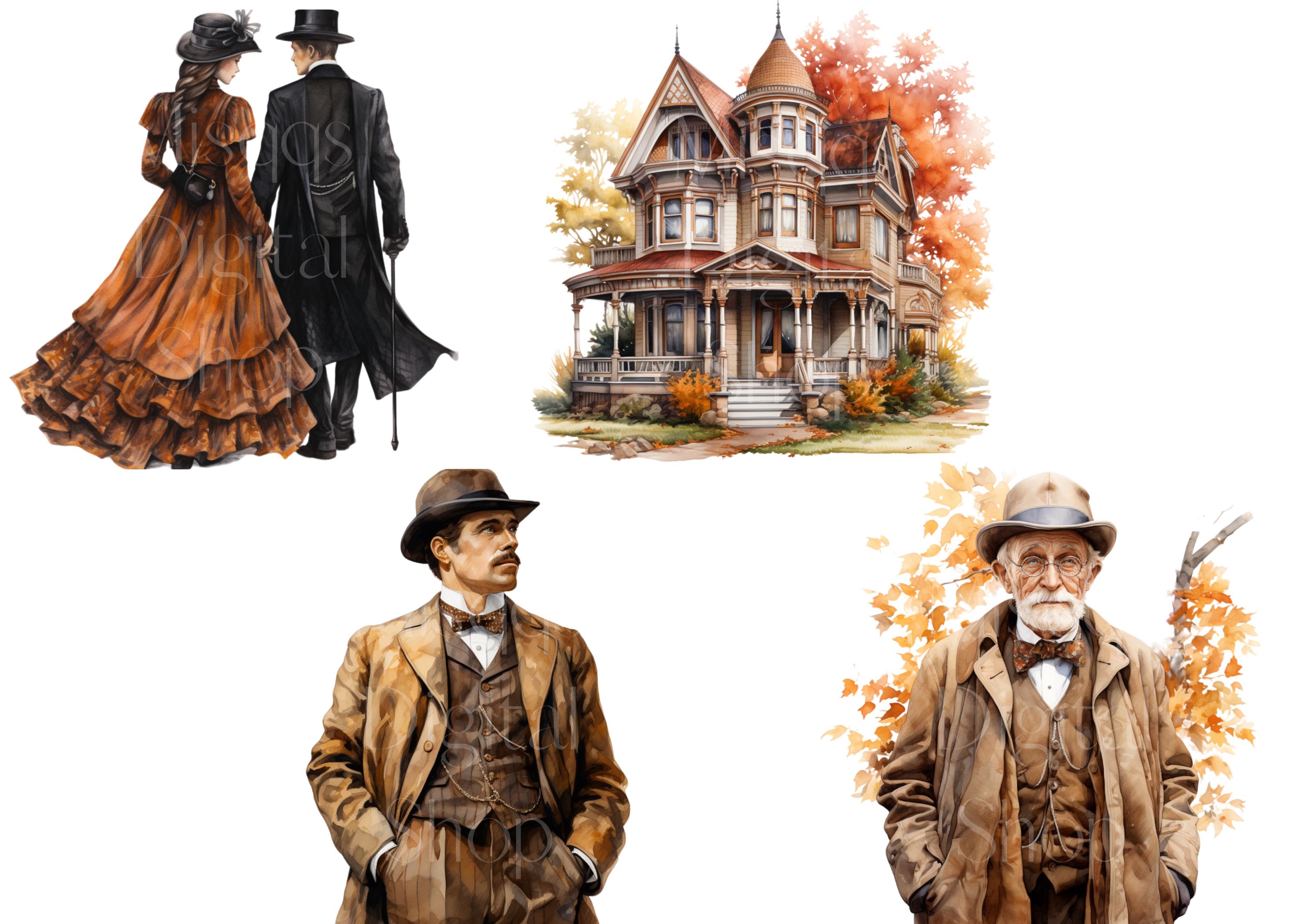 Watercolor Victorian Autumn Clipart: Mega Bundle (197 PNG) - Etsy