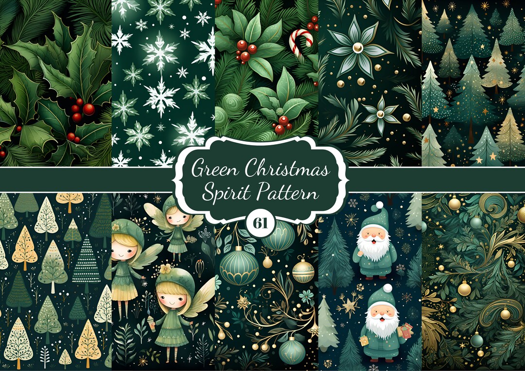 Green Christmas Paper: Scrapbook Printable Paper (digital Download) - Etsy