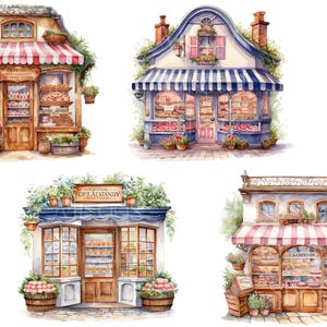 Watercolor Bakery Shop Clipart Bundle Pastry Shop Illustration Cute ...