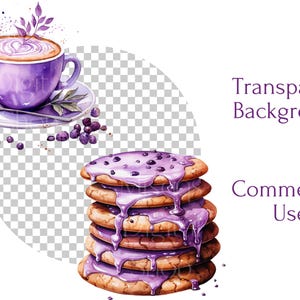 Watercolor Purple Bakery Shop Clipart Bundle Purple Sweet Treat ...