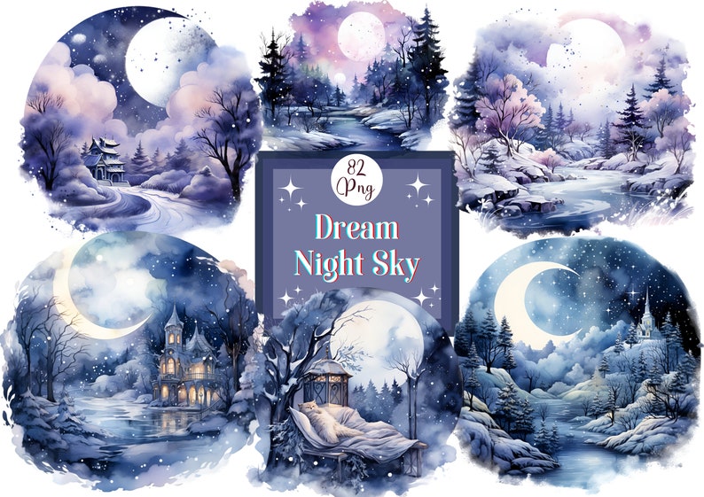 Dream Starry Night Sky Png Sweet Dreams Night Sky Art Watercolor ...