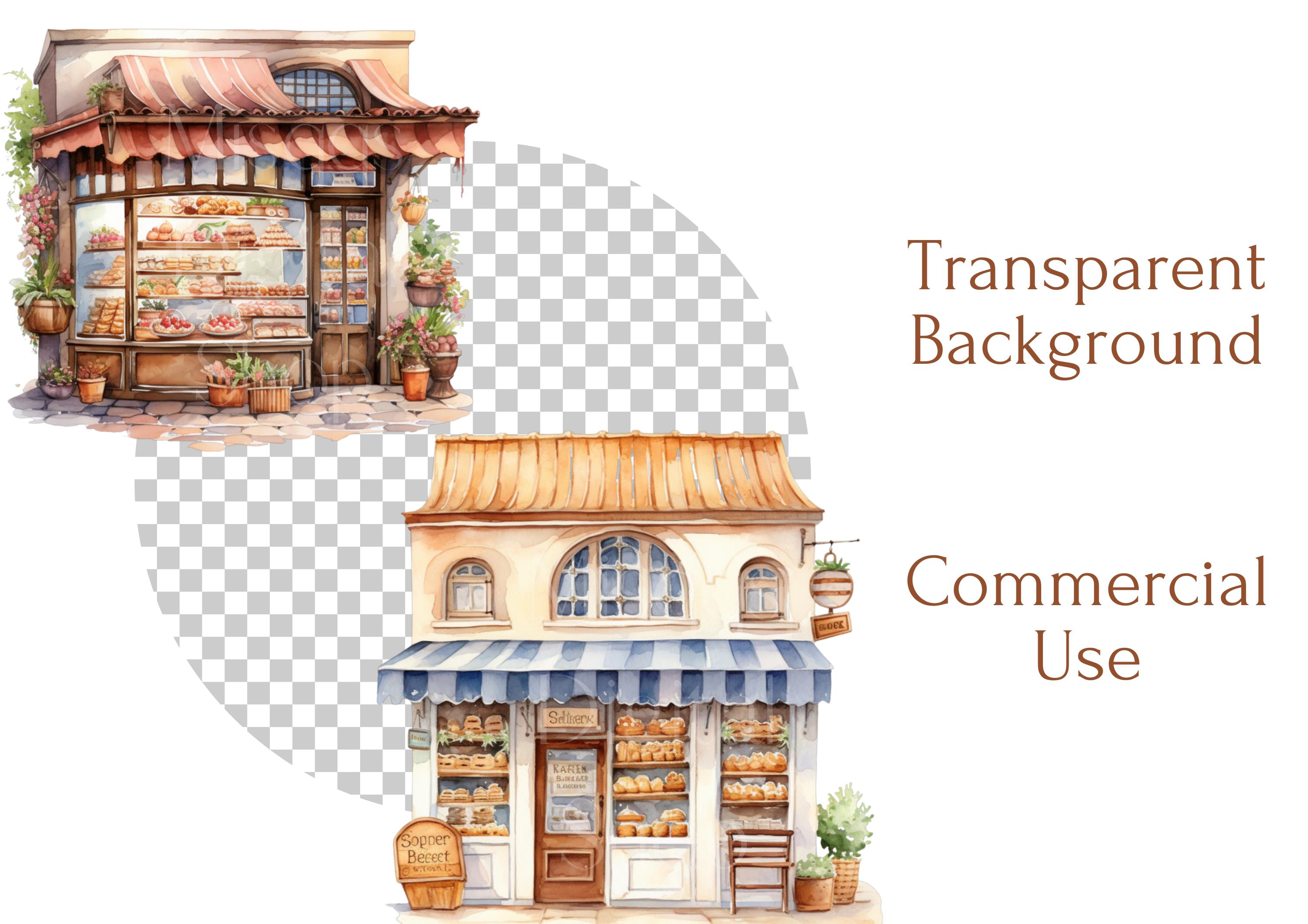 Watercolor Bakery Shop Clipart Bundle Pastry Shop Illustration Cute ...