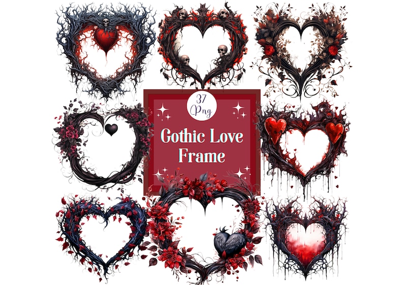 Gothic Valentines Day Frame Png Gothic Art Heart Frame Spooky Valentine ...
