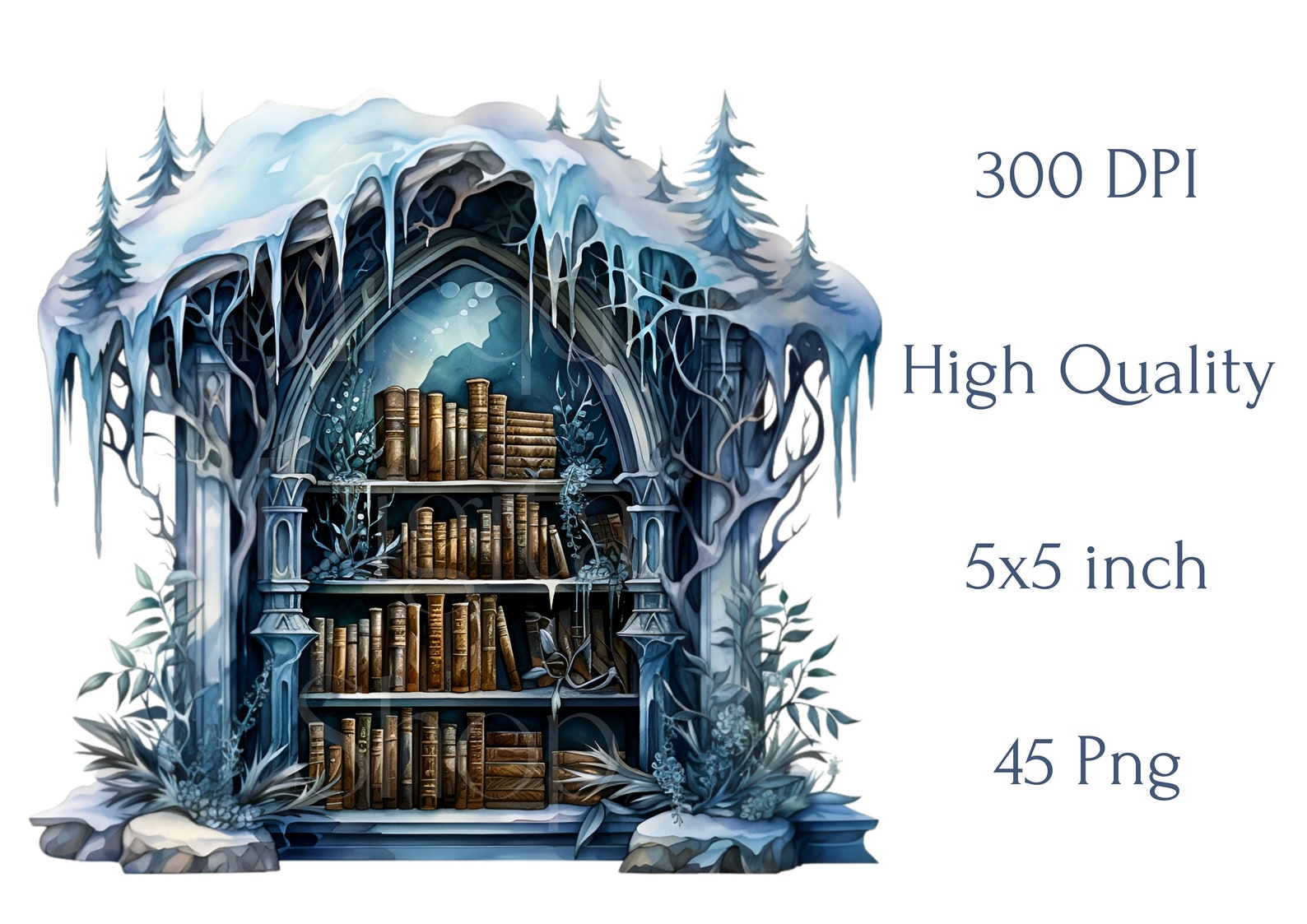 Winter Gothic Library Clipart Bundle Fantasy Artwork Bookworm Gothic ...