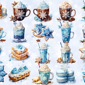 Winter Bakery Shop Watercolor Clipart Bundle Baking Clipart Bakery ...