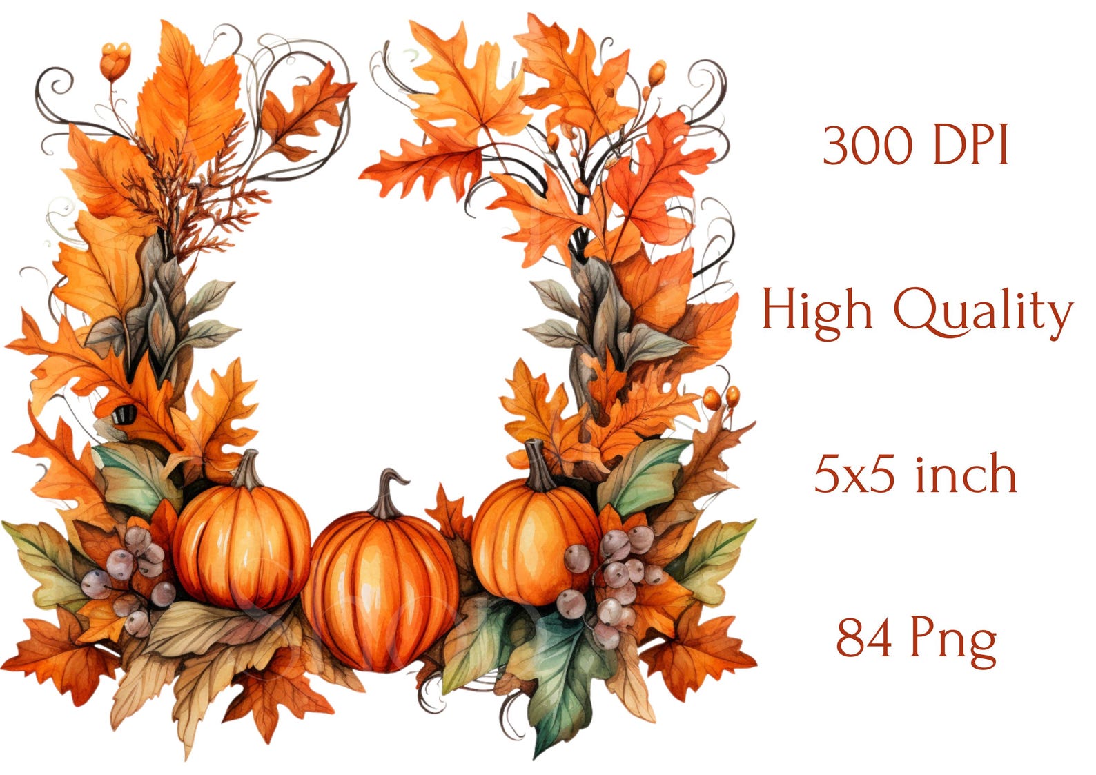 Watercolor Autumn Frame Clipart Bundle Floral Border Graphics Fall ...
