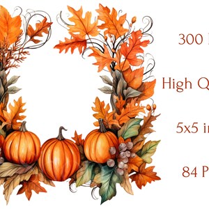 Watercolor Autumn Frame Clipart Bundle Floral Border Graphics Fall ...