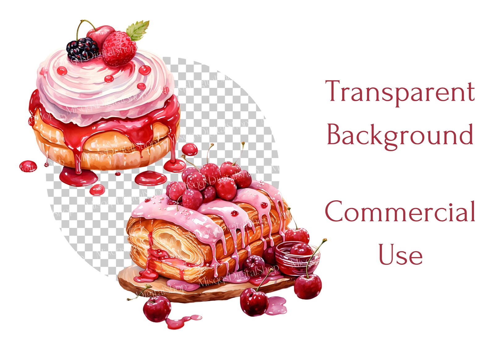 Watercolor Pink Bakery Clipart ,28 High Quality Pngs Baking Clipart ...