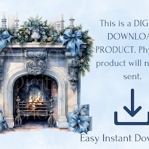 Watercolor Blue Christmas Clipart Bundle Christmas Graphics for ...