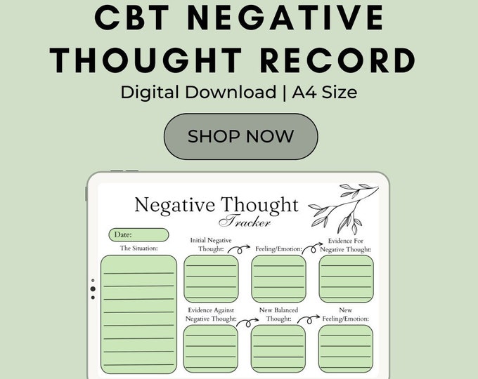 Cognitive Behavioural Therapy Sheet | OCD Thought Record | Negative ...