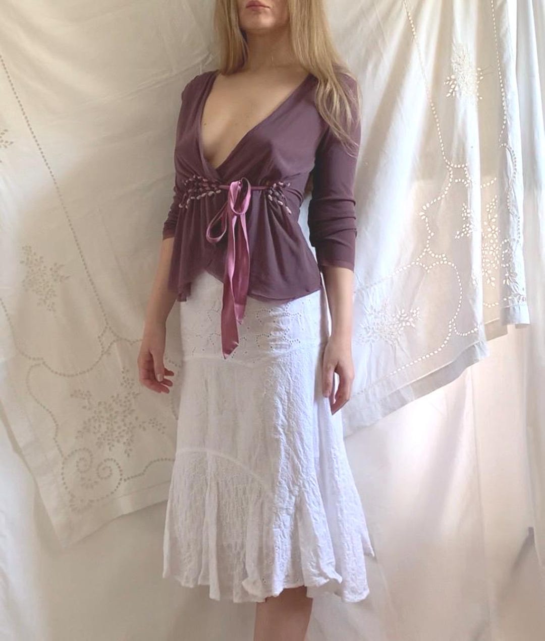 00s Purple Mesh Wrap Top - Medium to Large - Etsy