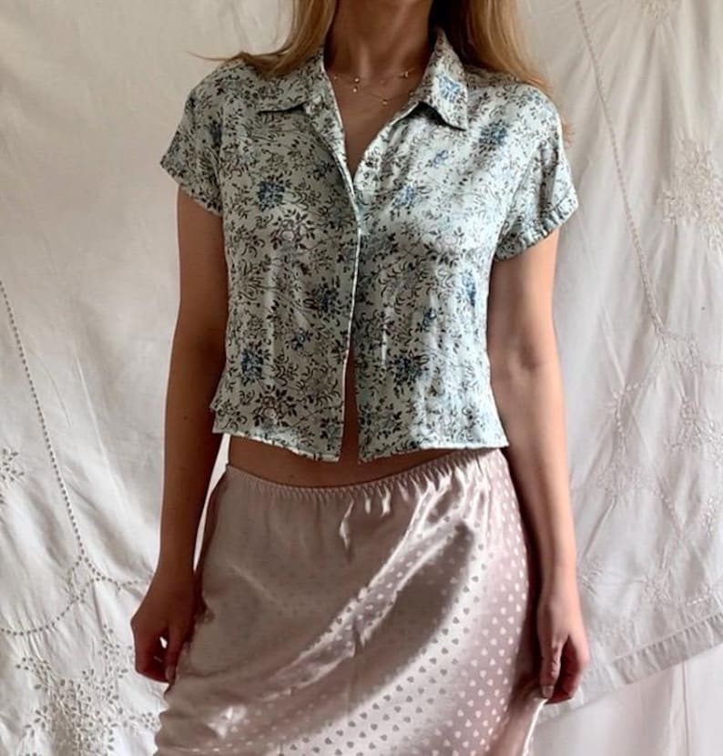 Y2K Powder Blue Silk 30s Style Blouse - XS to Small - Etsy