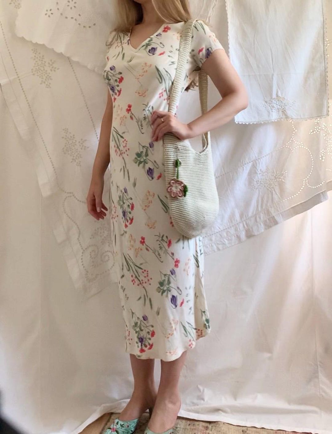 90s Bias Cut Wild Flower Maxi Dress - XS to Small - Etsy